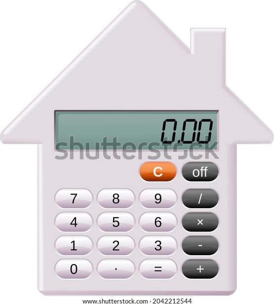 Calculator House Symbolizing Estimation Fixing Price Stock Vector ...