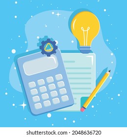 Calculator Light Bulb Risk Management Theme Stock Vector (Royalty Free ...