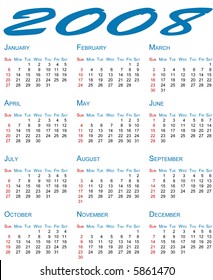 Calendar 2008 Totally Scalable Editable Vector Stock Vector (Royalty ...