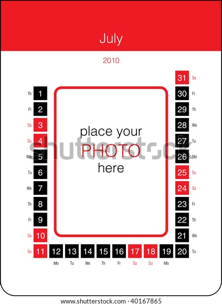 Calendar 2010 Months July Vector Illustration Stock Vector (Royalty ...