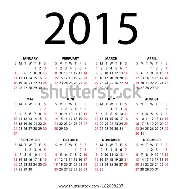Calendar 2015 On White Background Vector Stock Vector (Royalty Free ...