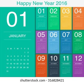 Calendar 2016 Flat Design Color Stock Vector (Royalty Free) 316828421 ...