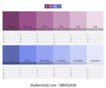 Calendar 2017 Year Horizontal Format Week Stock Vector (Royalty Free ...