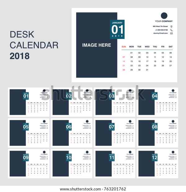 Calendar 2018 January Until December A5 Stock Vector (Royalty Free ...
