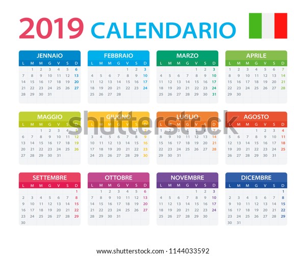 Calendar 2019 - Italian Version - vector illustration