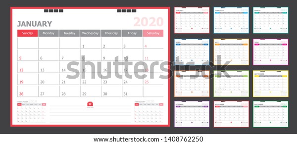 Calendar 2020 Colorful Background Stock Vector (Royalty Free ...