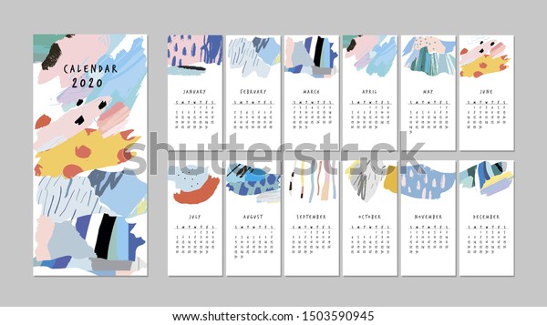 Calendar 2020 Cute Printable Creative Template Stock Vector (Royalty ...