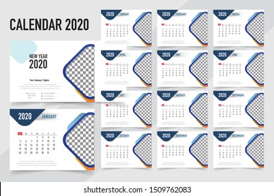 Calendar 2020 Template Planner Vector New Stock Vector (Royalty Free ...