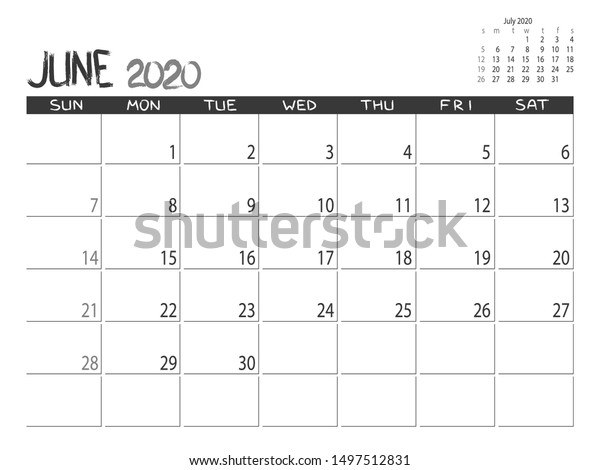 Calendar 2020 Year June 2020 Planner Stock Vector (Royalty Free ...