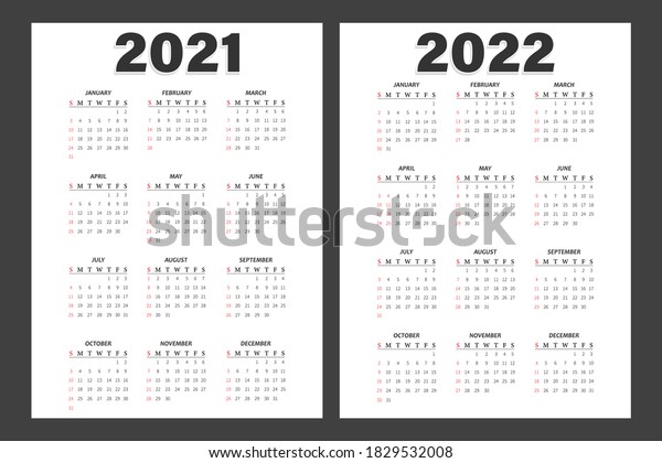 Calendar 2021 2022 Vector Illustrations Week Stock Vector (Royalty Free ...
