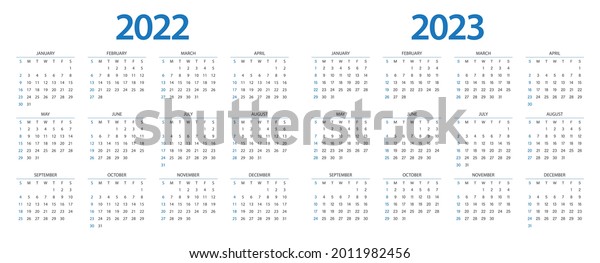 Calendar 2022 Calendar 2023 Week Start Stock Vector (Royalty Free ...