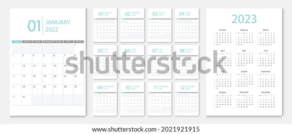 Calendar 2022 Calendar 2023 Week Start Stock Vector (Royalty Free ...