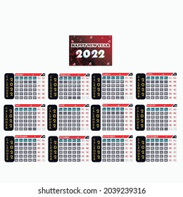 Calendar 2022 Vector File Design Stock Vector (Royalty Free) 2039239316 ...