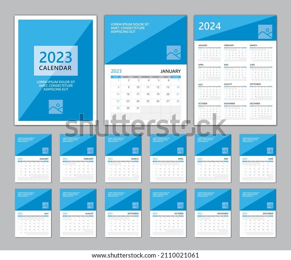 Calendar 20232024 Template Set Desk Calendar Stock Vector (Royalty Free ...