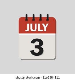 Calendar 3 July Vector Illustration Flat Stock Vector (Royalty Free ...