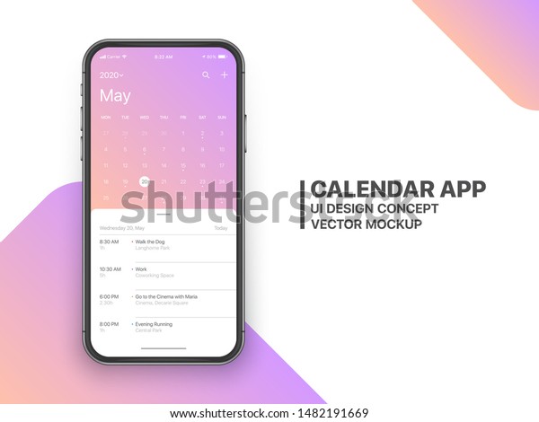 Calendar App Concept May 2020 Page Stock Vector (Royalty Free ...