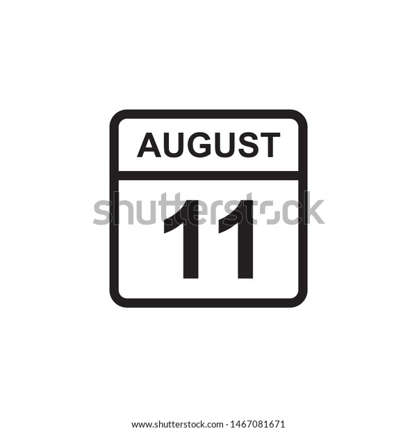 Calendar August 11 Icon Illustration Isolated Stock Vector (Royalty ...