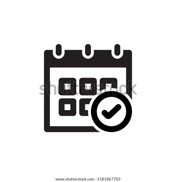 Calendar Check Mark Event Icon Appointment Stock Vector (Royalty Free ...