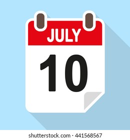 Calendar Date Vector Icon July 10th Stock Vector (Royalty Free ...