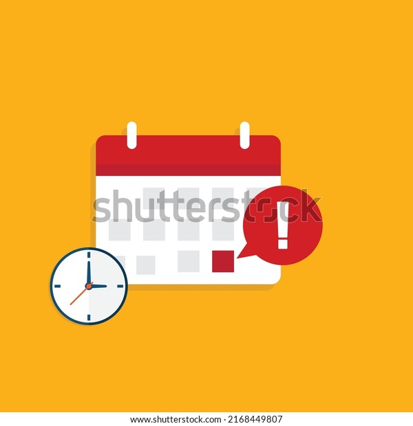 Calendar Deadline Event Reminder Notification Clock Stock Vector ...