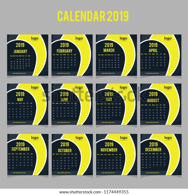 Calendar Design 2019 Year New Calendar Stock Vector (Royalty Free ...
