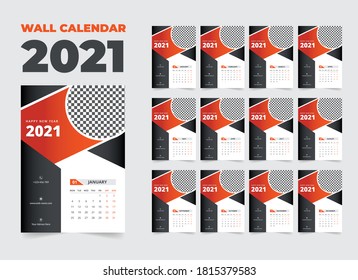 Calendar Design 2021 Wall Calendar Template Stock Vector (Royalty Free ...