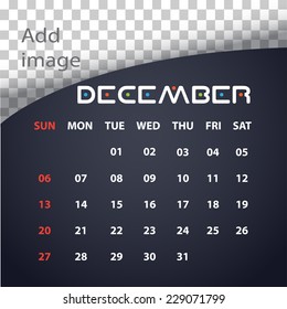 Calendar Design December Stock Vector (Royalty Free) 229071799 ...
