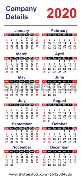 Calendar Dl Calendar Template Fridge Calendar Stock Vector (Royalty ...