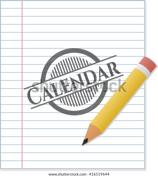 Calendar Emblem Draw Pencil Effect Stock Vector (Royalty Free ...