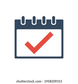 Calendar Grid Red Check Mark Symbol Stock Vector (Royalty Free ...