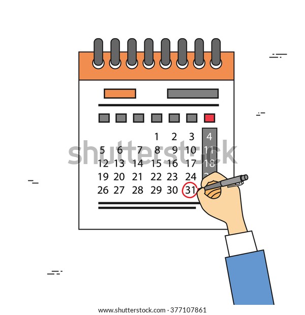 Calendar Hand Draw Pen Red Circle Stock Vector (Royalty Free) 377107861 ...