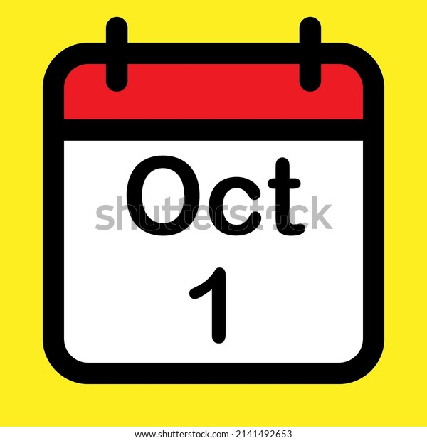 Calendar Icon First October Vector Illustration Stock Vector (Royalty ...