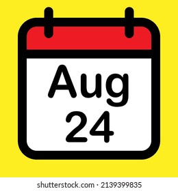 Calendar Icon Twenty Fourth August Vector Stock Vector (Royalty Free ...