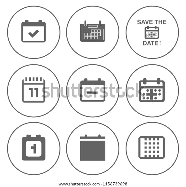 Calendar Icons Set Time Date Sign Stock Vector (Royalty Free ...