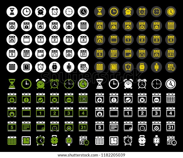 Calendar Icons Set Time Date Sign Stock Vector (Royalty Free ...