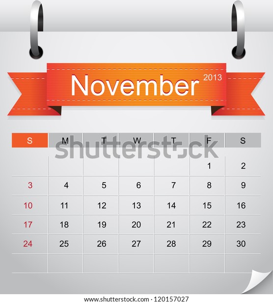 Calendar November 2013 Stock Vector (Royalty Free) 120157027 | Shutterstock