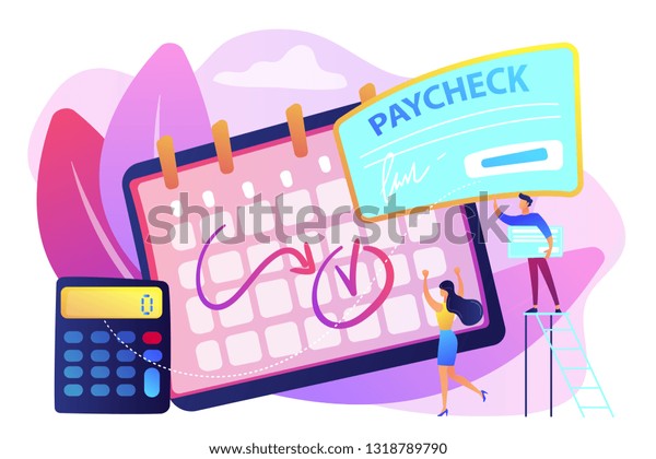Calendar Payday Calculator Tiny Business People Stock Vector (Royalty ...