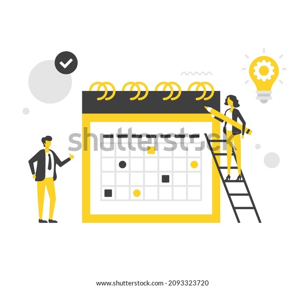 Calendar People Flat Vector Illustration Time Stock Vector (Royalty ...