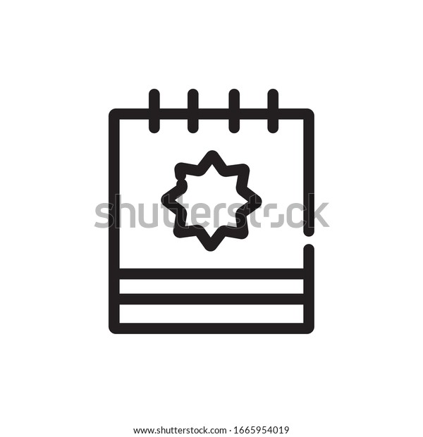 Calendar Reminder Star Line Style Vector Stock Vector (Royalty Free ...