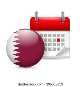 Calendar Round Qatari Flag Icon National Stock Vector (Royalty Free ...