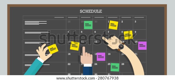 Calendar Schedule Board Hand Collaboration Plan Stock Vector (Royalty ...