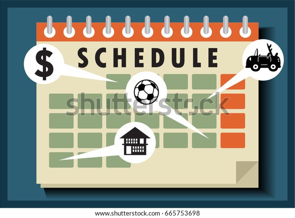 Calendar Schedule Vector Cartoon Illustration Stock Vector (Royalty ...