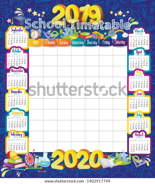 Calendar School Timetable Students Pupils On Stock Vector (Royalty Free ...