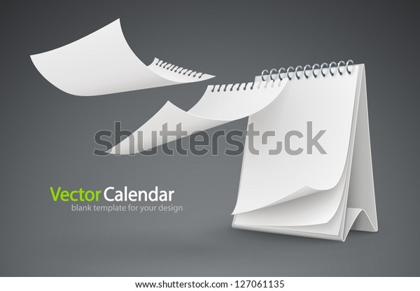 Calendar Template Flying Blank Pages Vector Stock Vector (Royalty Free ...