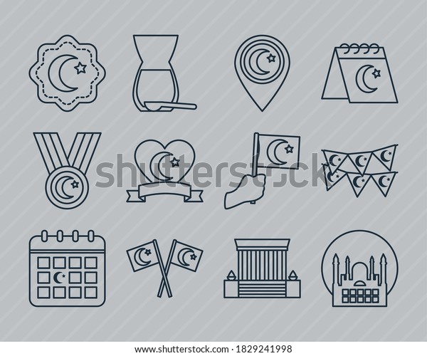 Calendar Turkey Republic Day Icon Set Stock Vector (Royalty Free ...