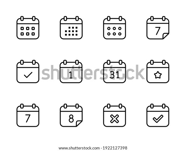 Calendar Vector Icons Set Calendar Symbols Stock Vector (Royalty Free ...