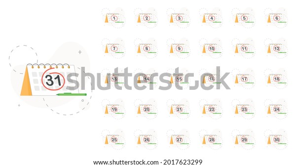 Calendars All 31 Days Month Flip Stock Vector (Royalty Free) 2017623299 ...