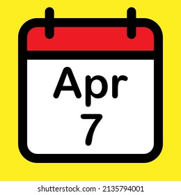 Calender Icon Seventh April Vector Illustration Stock Vector (Royalty ...