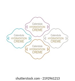Calendula Hydratation Colored Creme Labels Isolated Stock Vector ...
