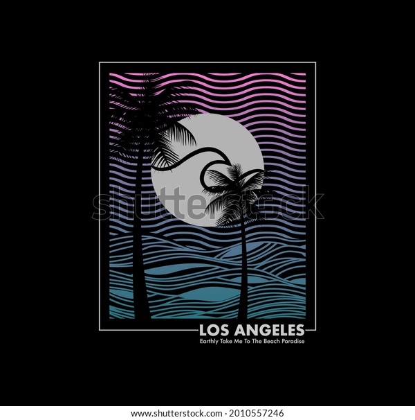 California Beach Paradise Vector Illustration Vintage Stock Vector ...